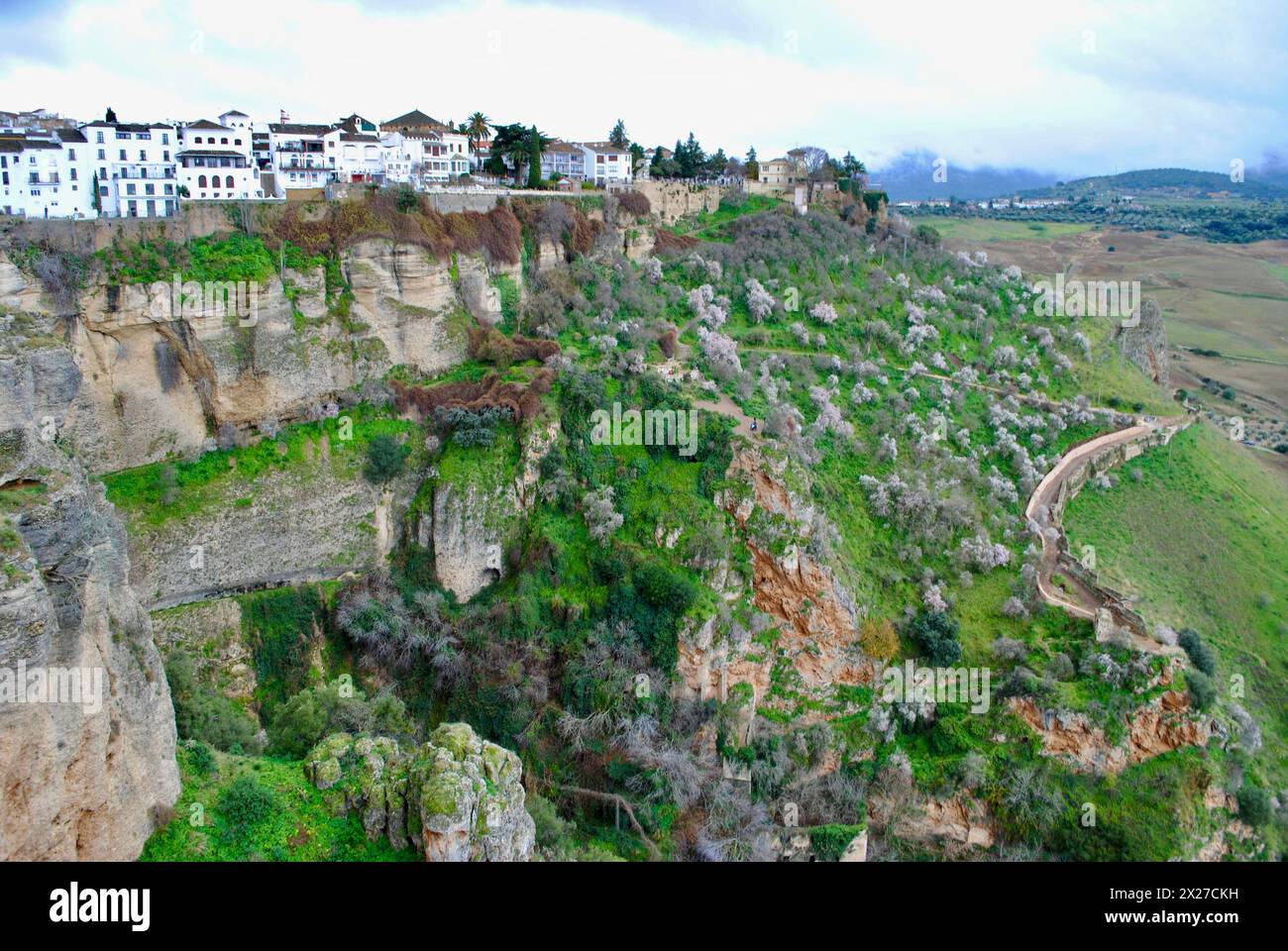 Houses on the edge of El Tajo canyon in Ernest Hemingways Ronda in ...