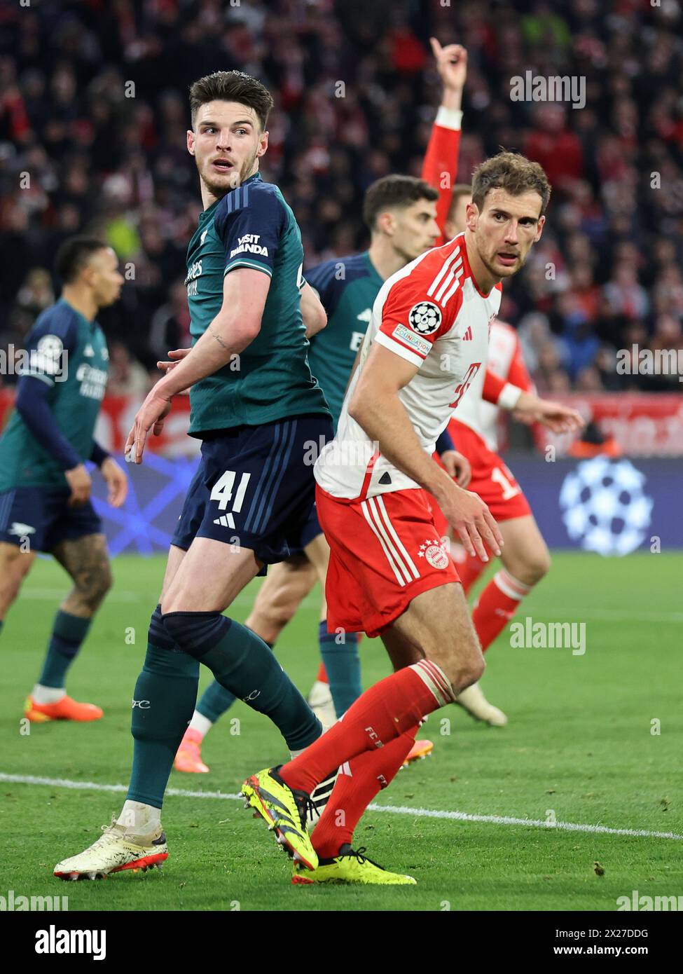 Declan Rice of FC Arsenal Leon Goretzka of Bayern Muenchen MUNICH ...