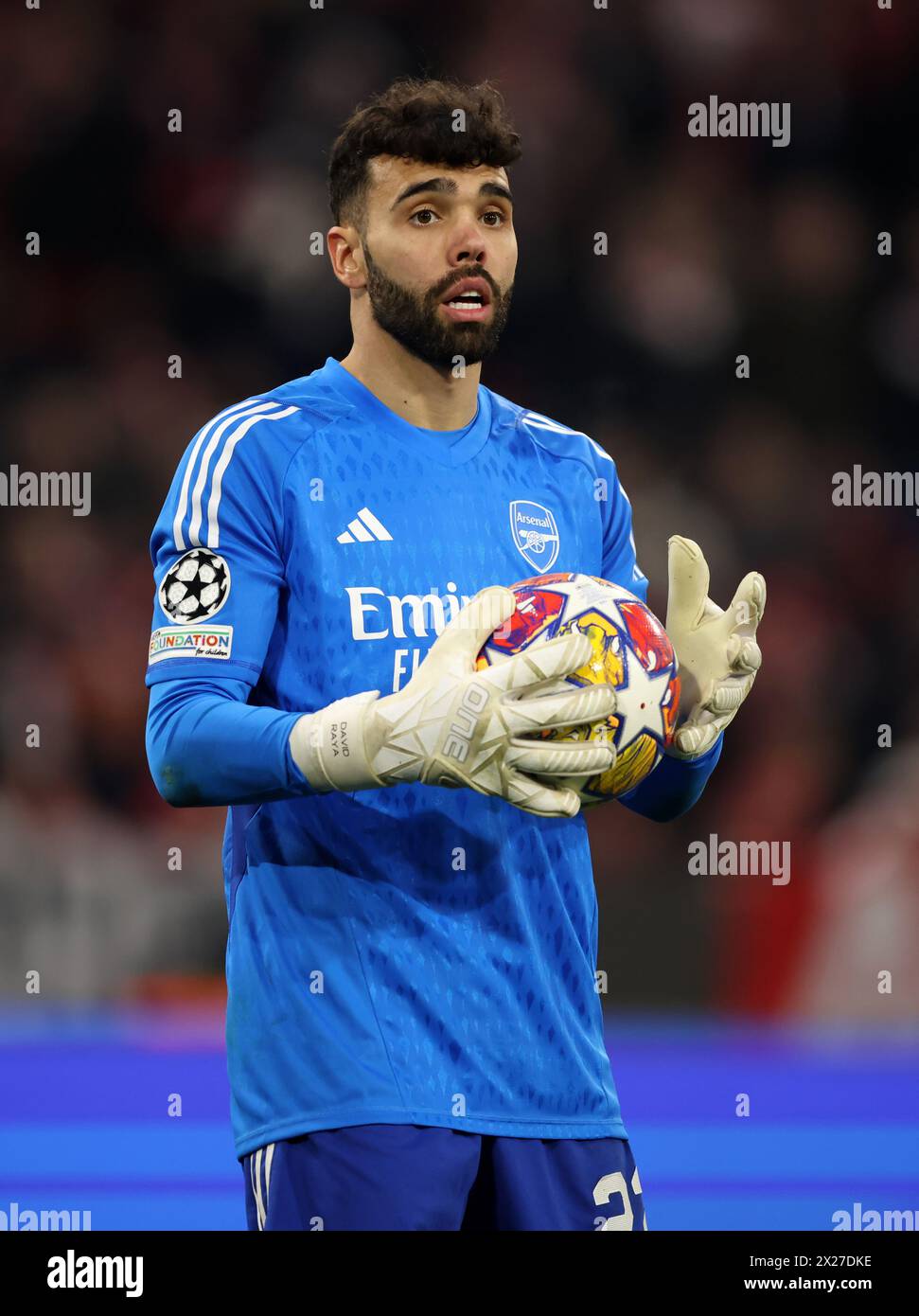 David Raya of FC Arsenal MUNICH, GERMANY - APRIL 17: UEFA Champions ...