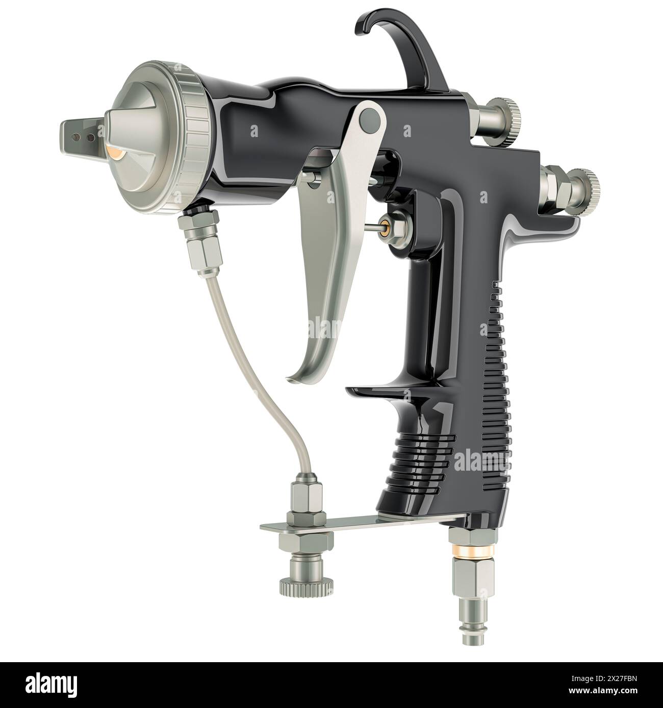 Black electrostatic air spray gun, 3D rendering isolated on white ...