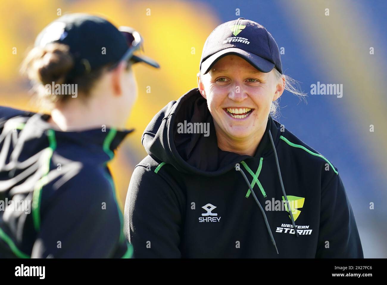 Cardiff, UK, 20 April 2024. Western Storm's Lauren Filer looks on ...