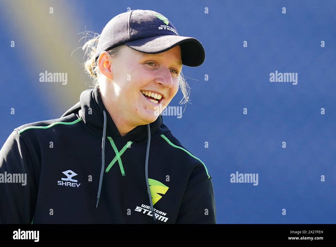 Cardiff, UK, 20 April 2024. Western Storm's Lauren Filer looks on ...