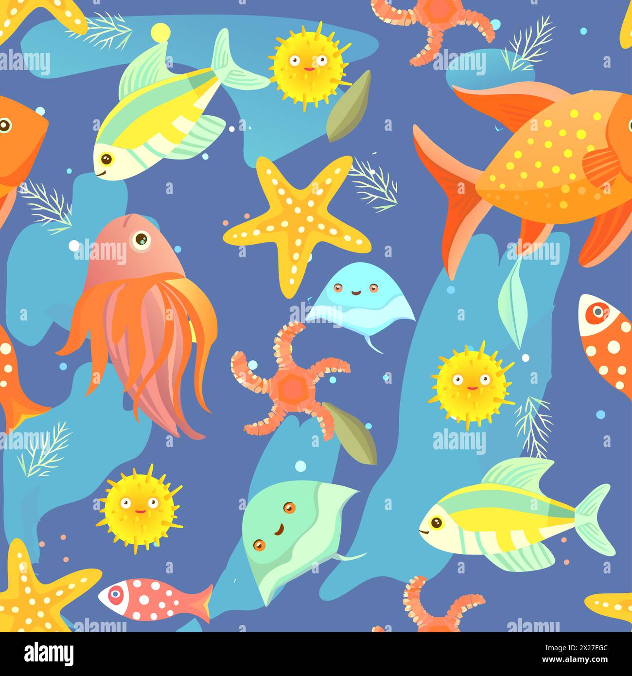 pattern sea life Ocean marine pastel color background Stock Vector ...