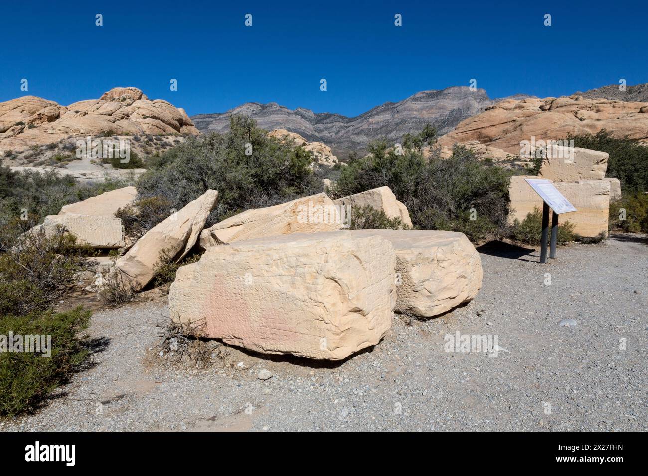 Red Rock Canyon, Nevada. Stone Blocks Remaining from a Sandstone Quarry ...