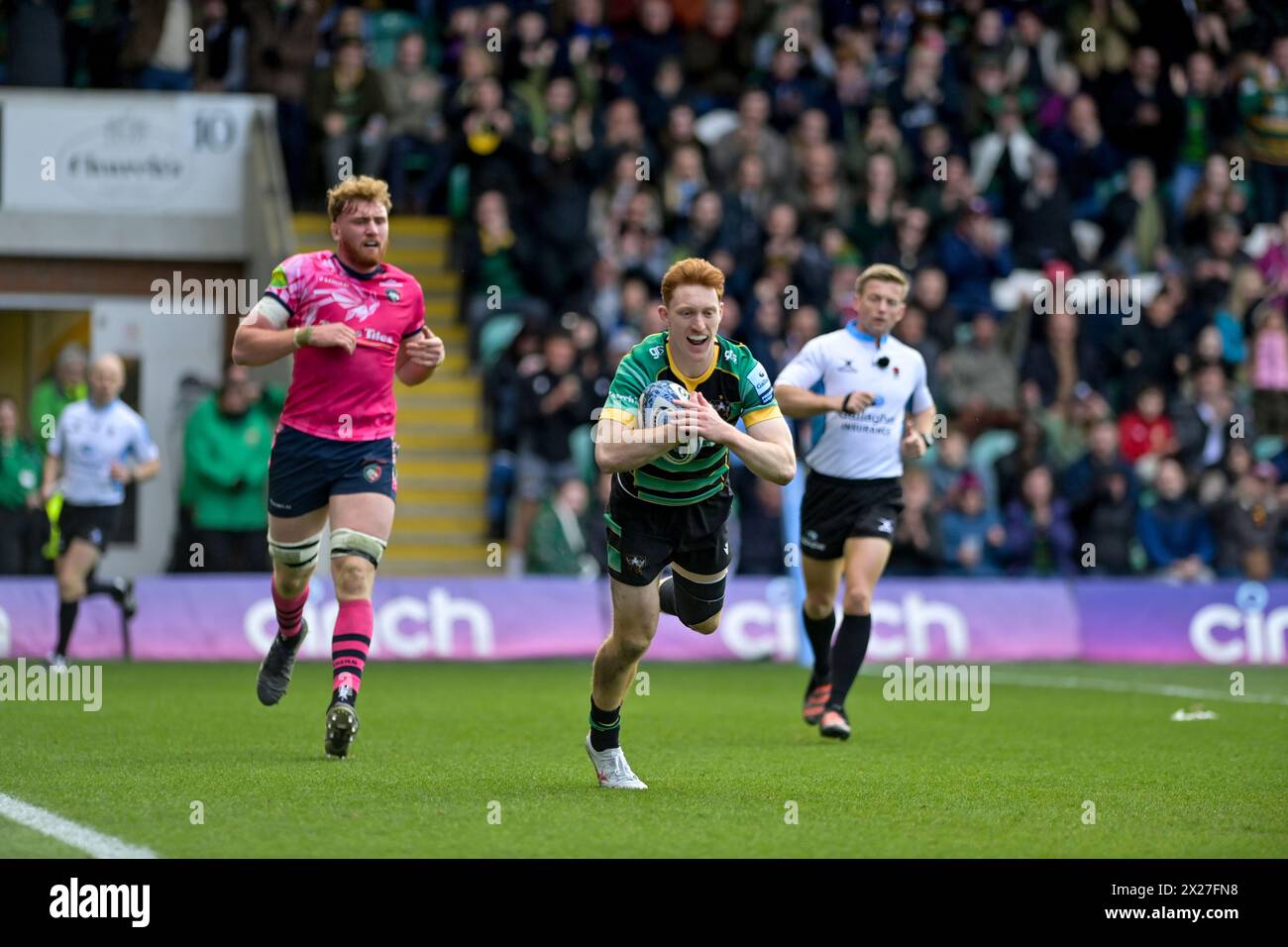 Northampton, UK. 20th Apr, 2024. George Hendy of Northampton Saints ...