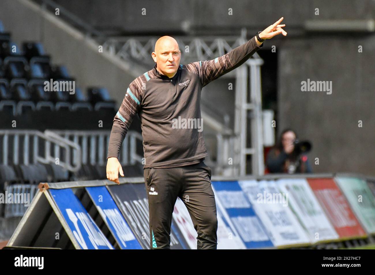 Swansea, Wales. 20 April 2024. Ali Hines Coach of Bristol City Under 21 ...
