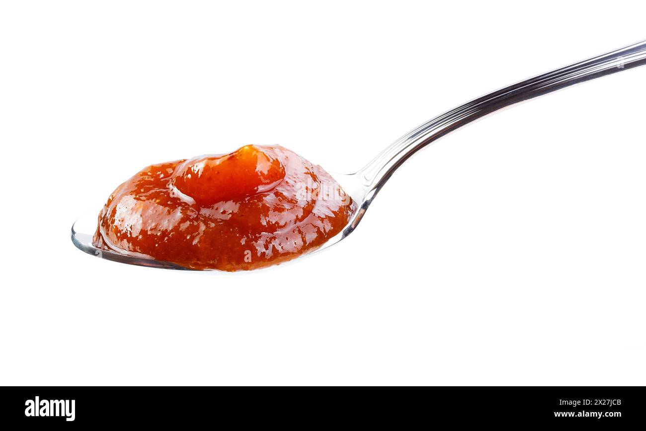 jam in wooden spoon isolated white background Stock Photo - Alamy