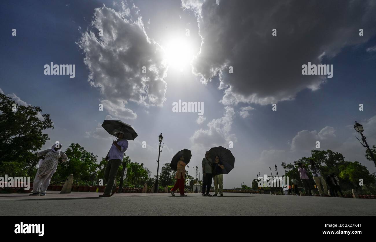 NEW DELHI, INDIA - APRIL 20: Visitors walks through under the Clouds on ...