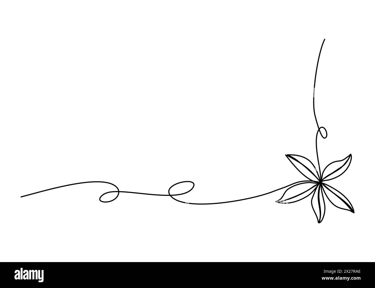 Flower corner frame. One line drawing vector illustration Stock Vector ...