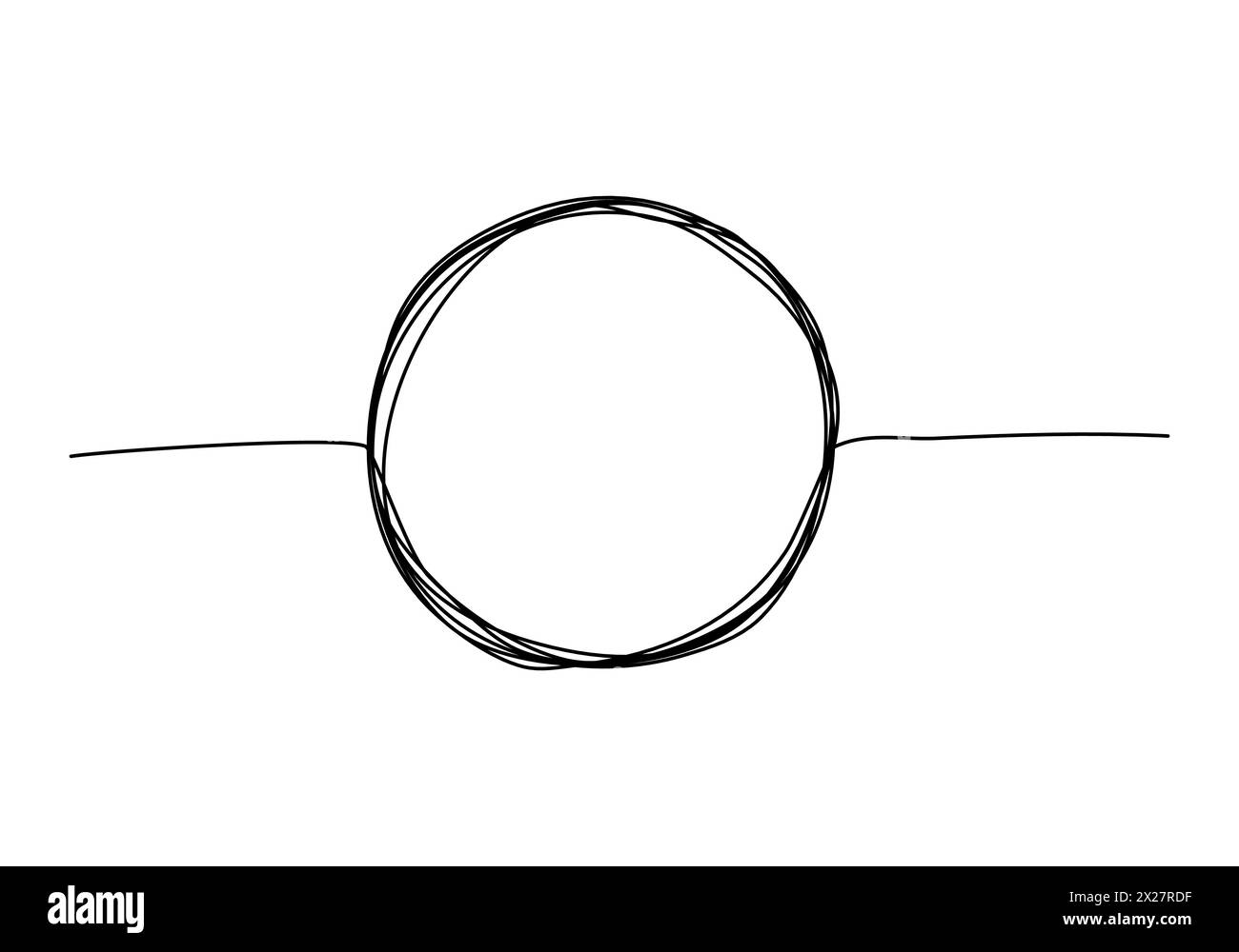 Round hand drawn frame. One line drawing vector illustration Stock ...