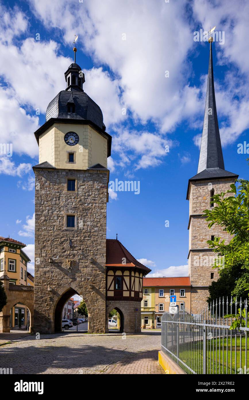 Stadtansicht Riedtor und Jacobsturm. Arnstadt Thüringen Deutschland ...