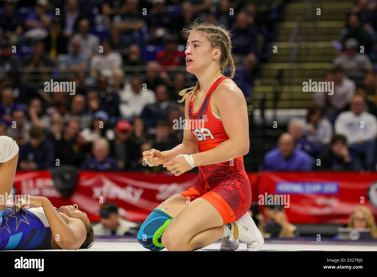 State College, Pennsylvania, USA. 20th Apr, 2024. HELEN MAROULIS (red ...