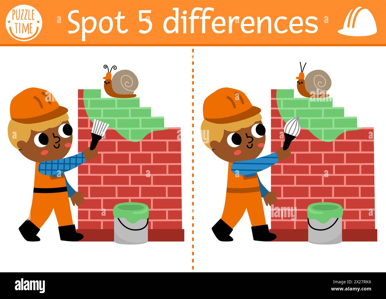Find differences game for children. Construction site educational ...