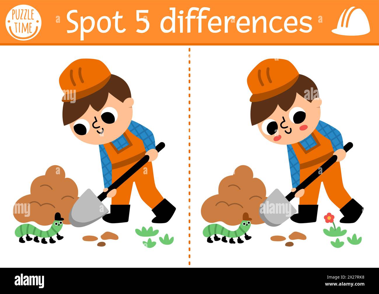 Find differences game for children. Construction site educational ...