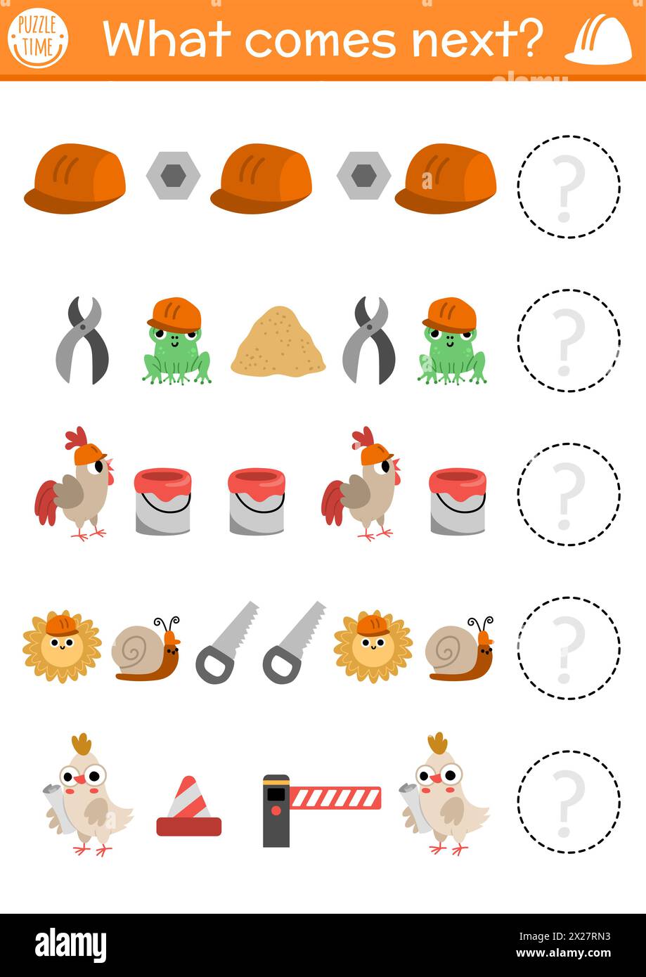 What comes next. Construction site logical activity for preschool ...