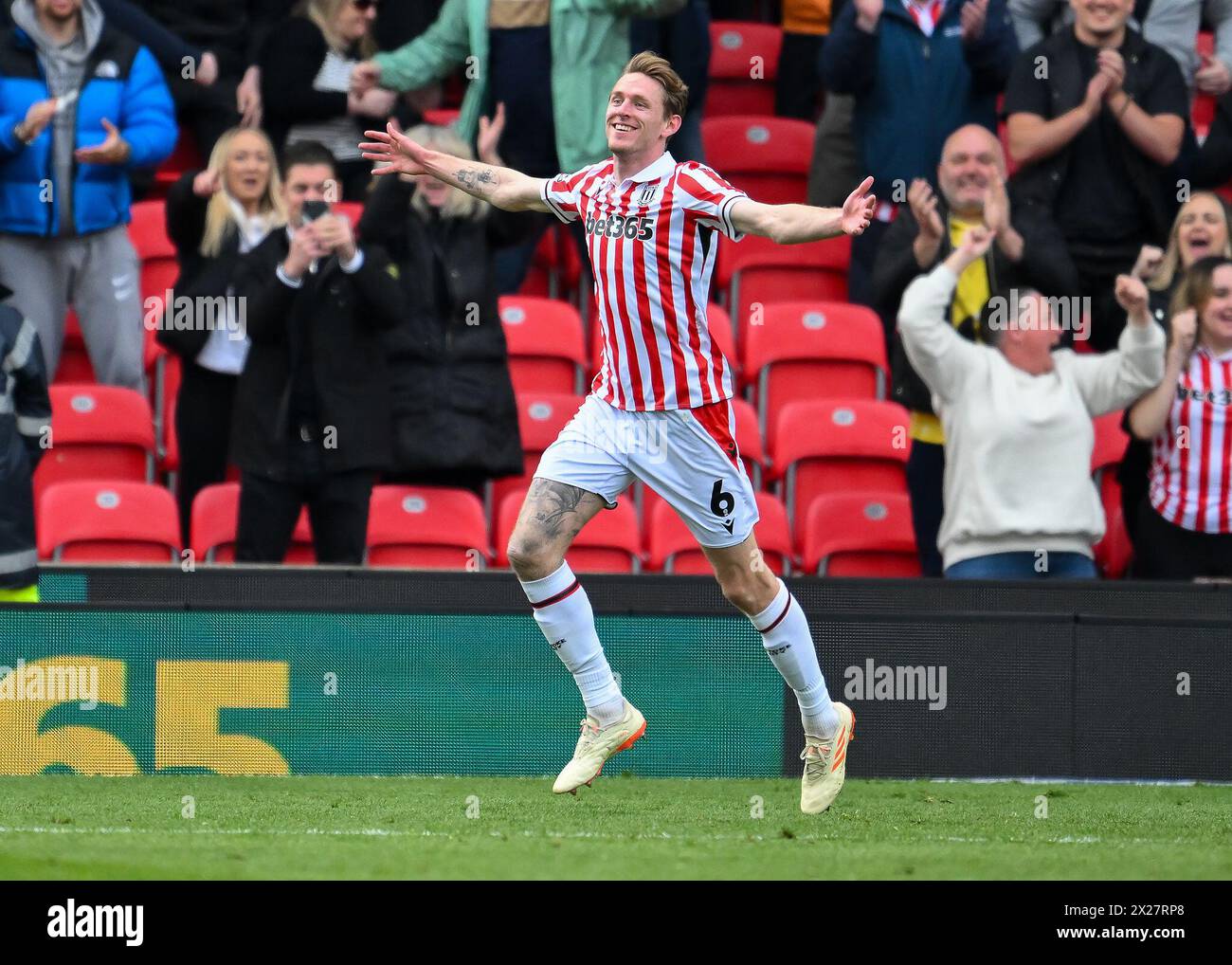 Wouter Burger of Stoke City scores to make it 3-0 during the Sky Bet ...