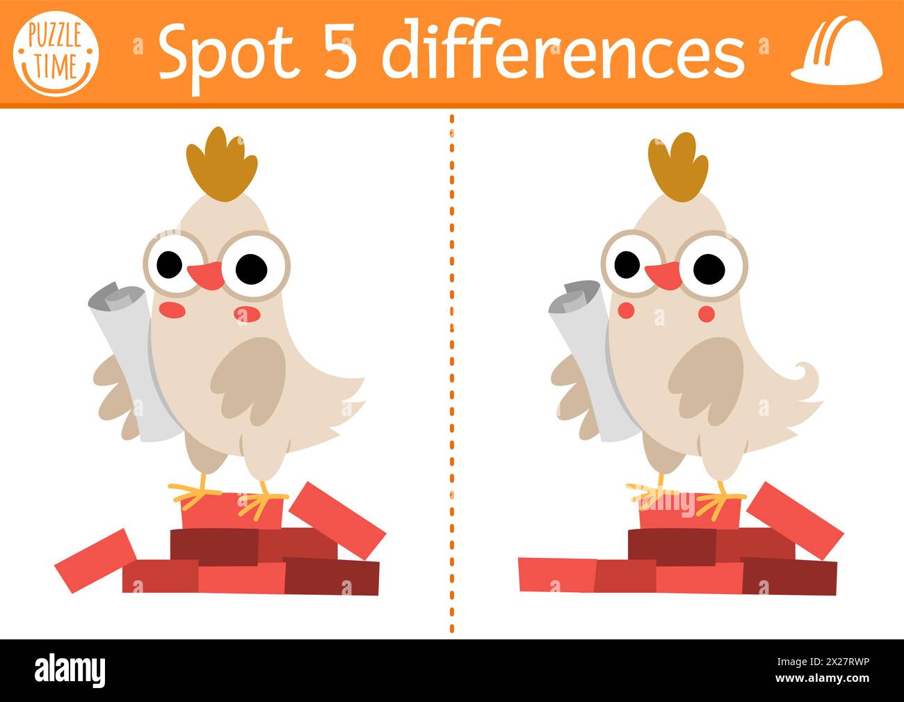 Find differences game for children. Construction site educational ...