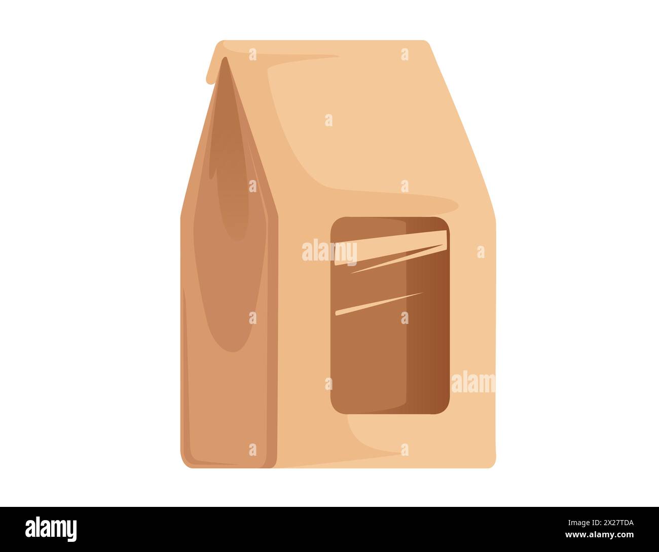 Brown paper packaging bag with transparent window for fast food ...