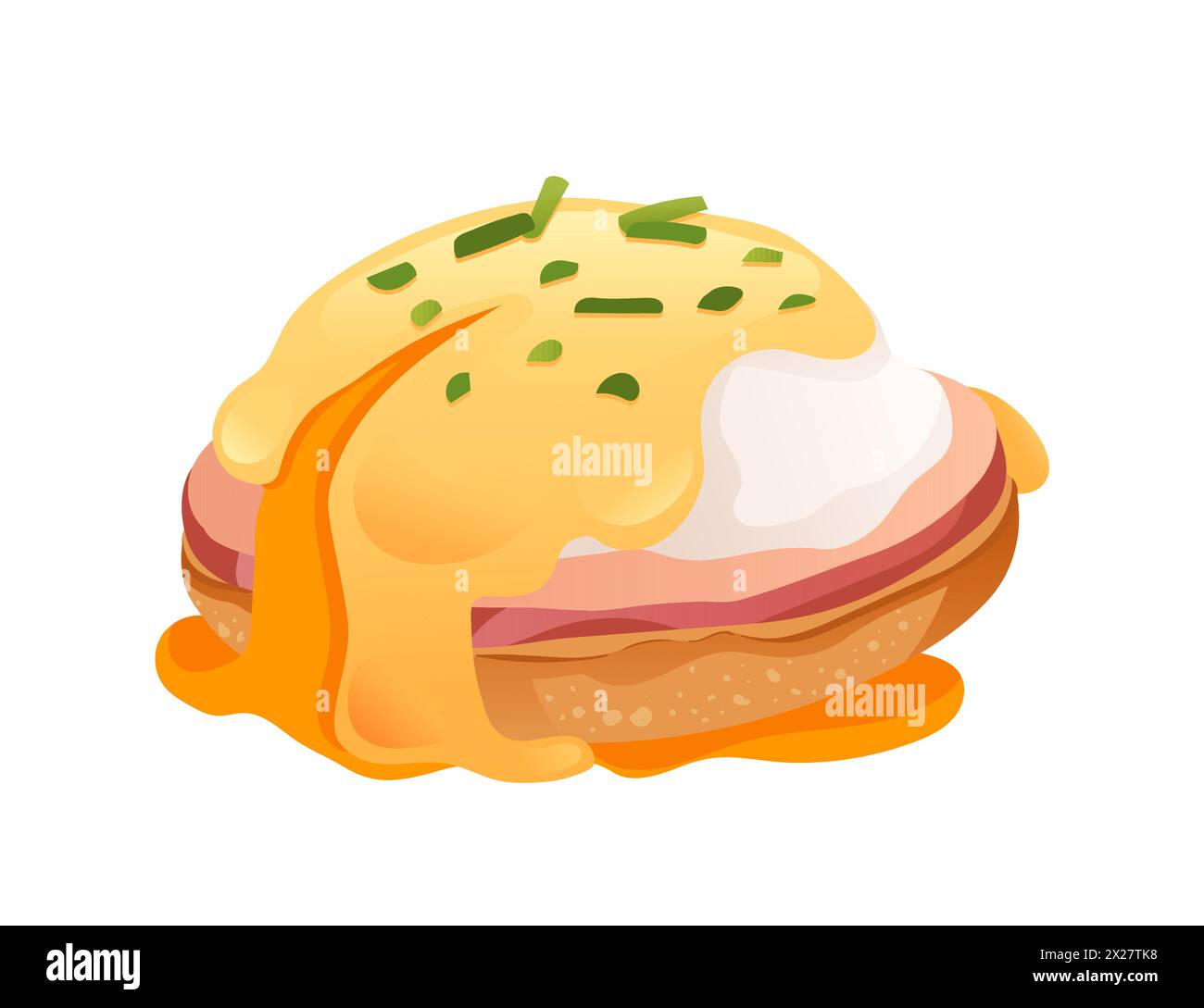 Tasty lunch Eggs Benedict delicious dish vector illustration isolated ...