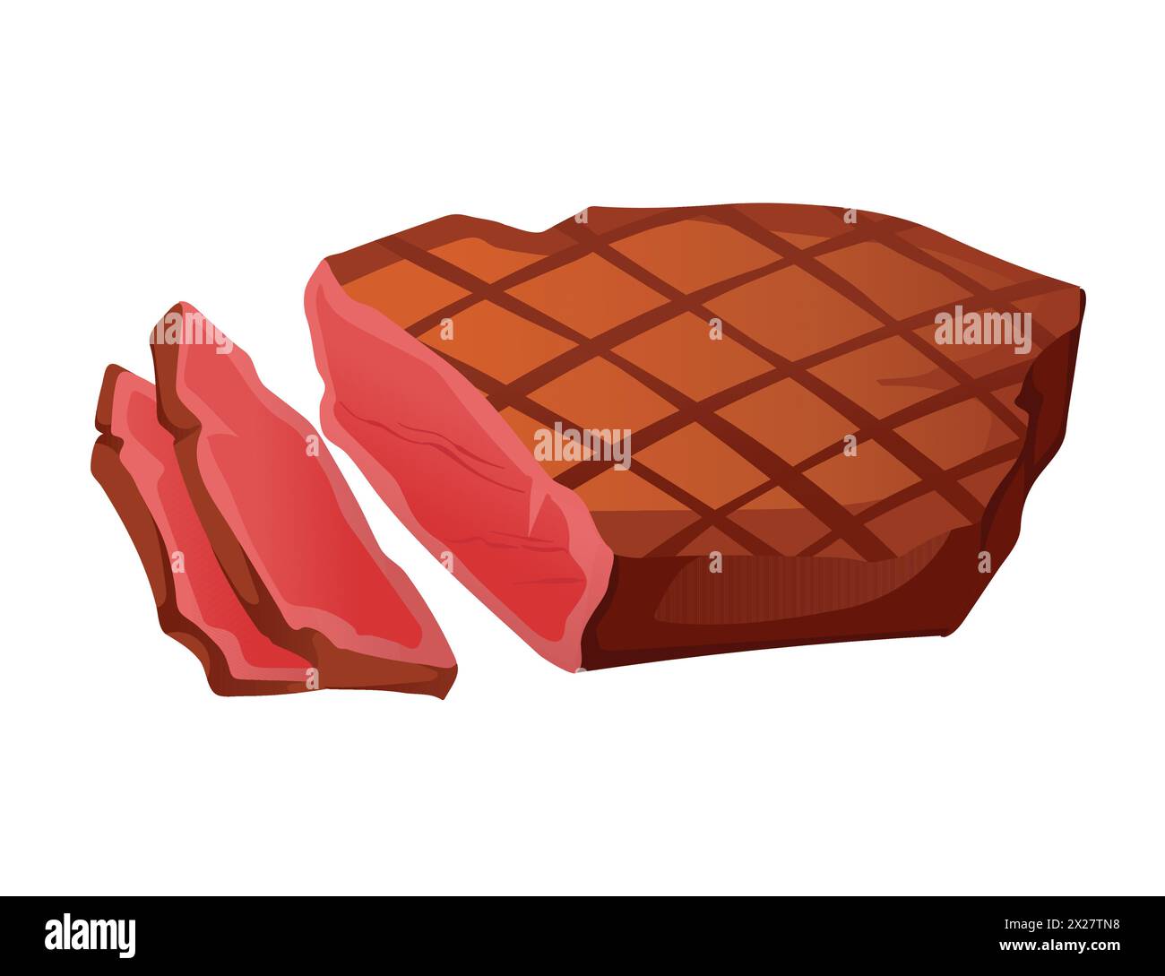 Tasty fried meat steak delicious dish vector illustration isolated on ...