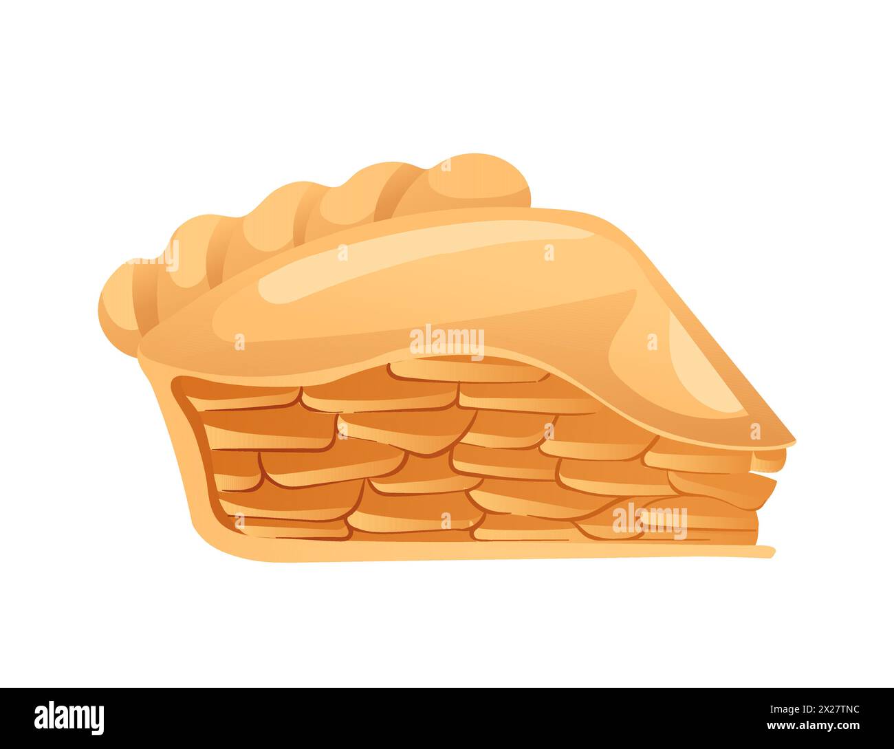Sweet apple pie slice traditional dessert vector illustration isolated ...