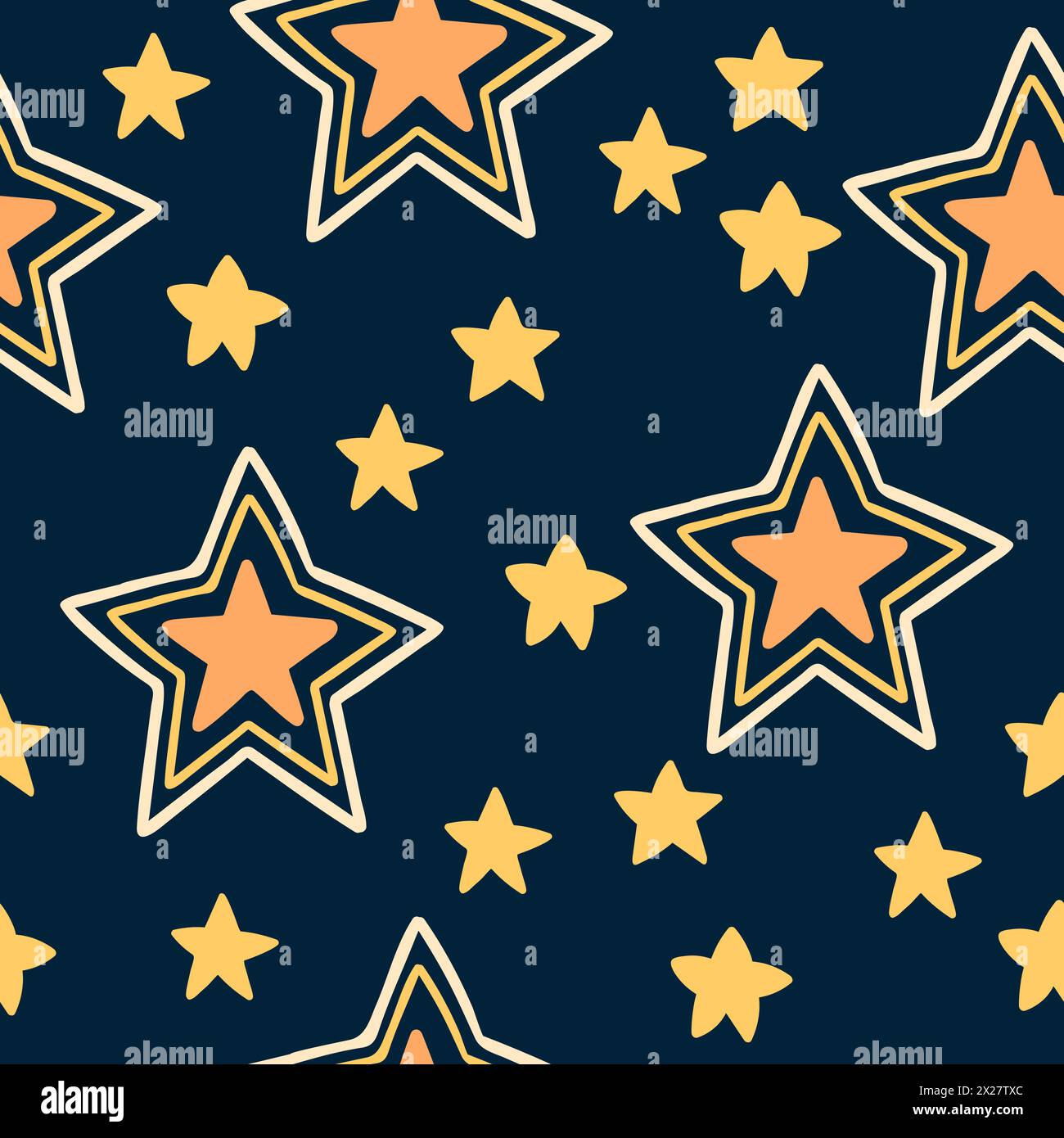 Seamless pattern of different golden stars vector illustration on dark ...