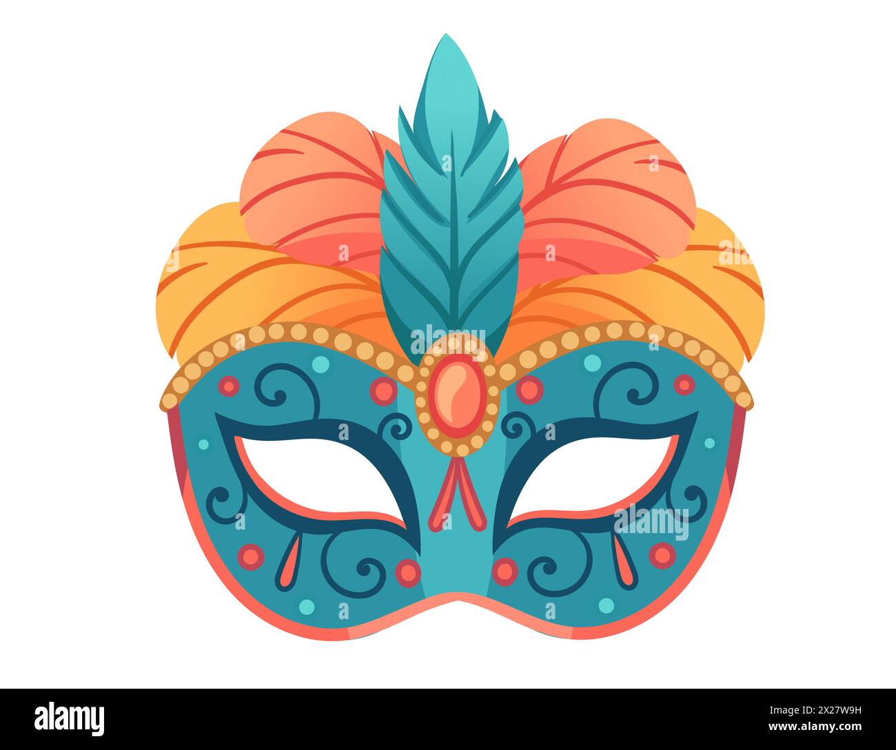 Colored carnival mask with decorative feathers vector illustration ...