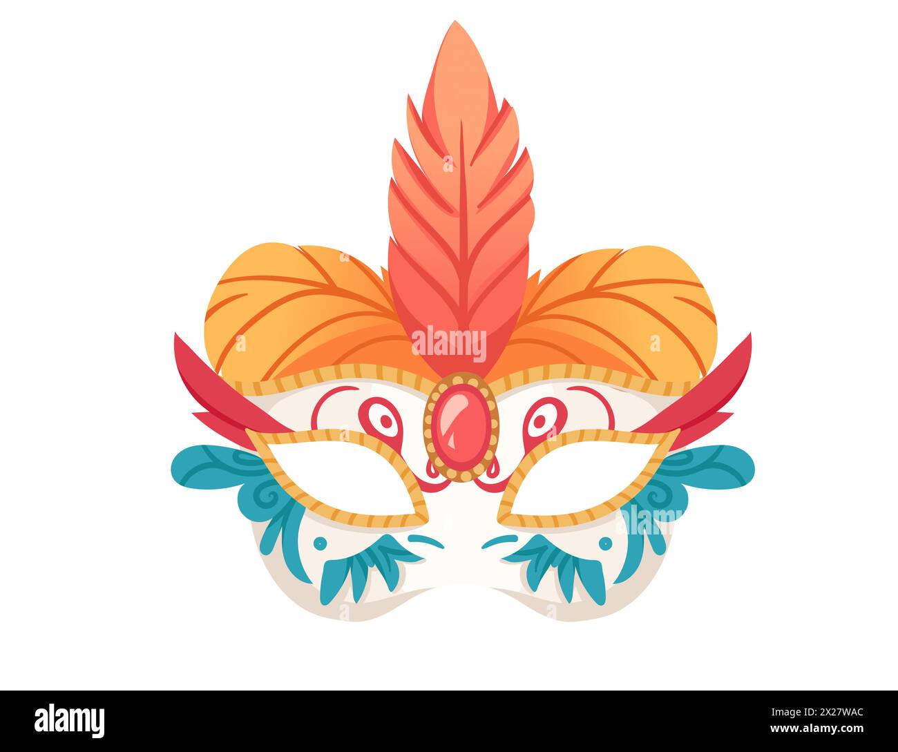 Colored carnival mask with decorative feathers vector illustration ...