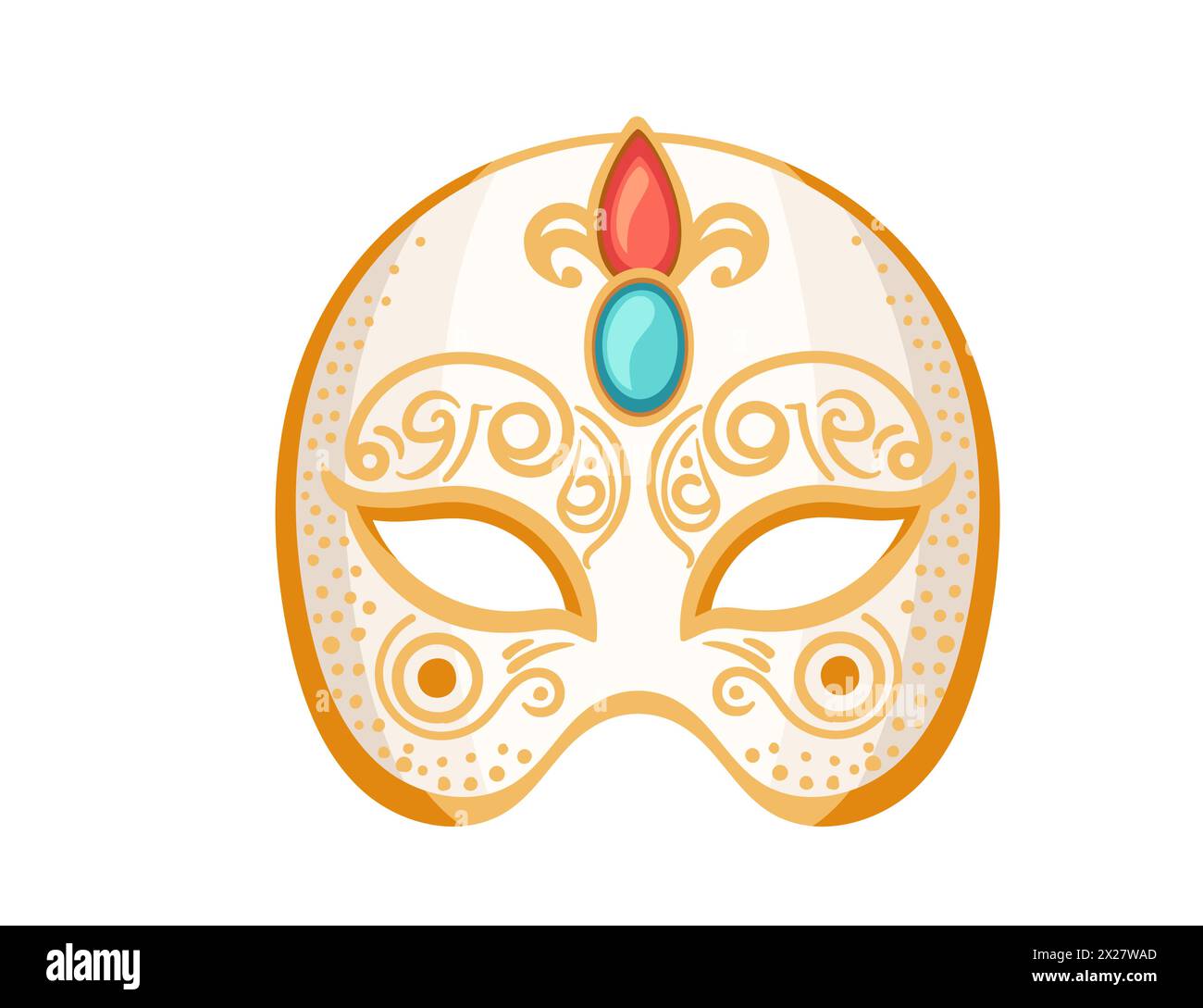 Colored carnival mask with decorative golden patterns vector ...