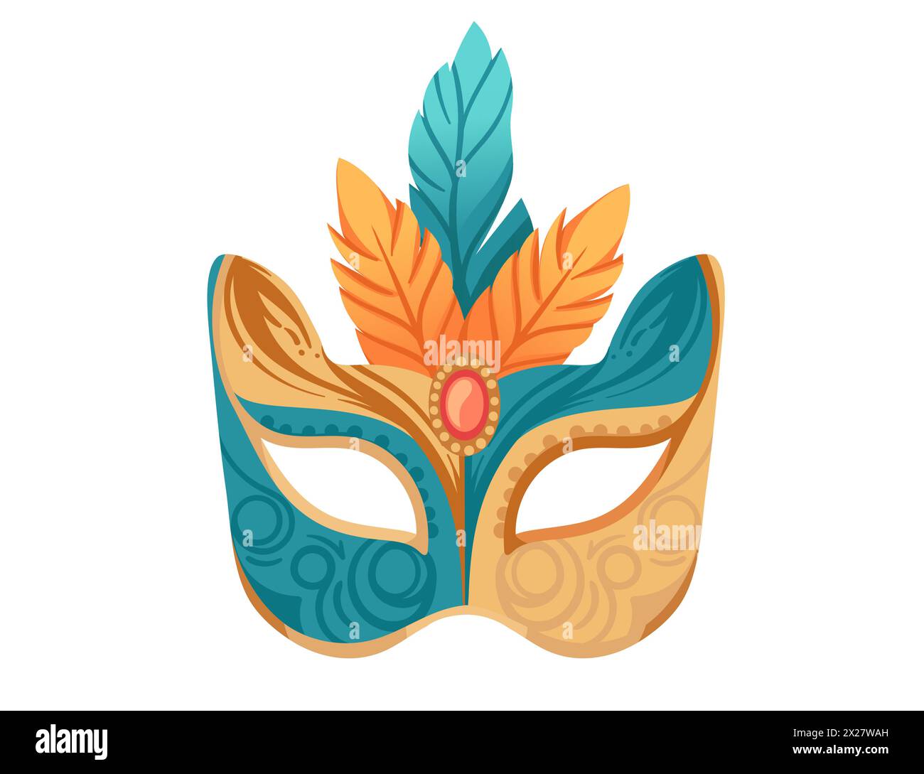 Colored carnival mask with decorative feathers vector illustration ...