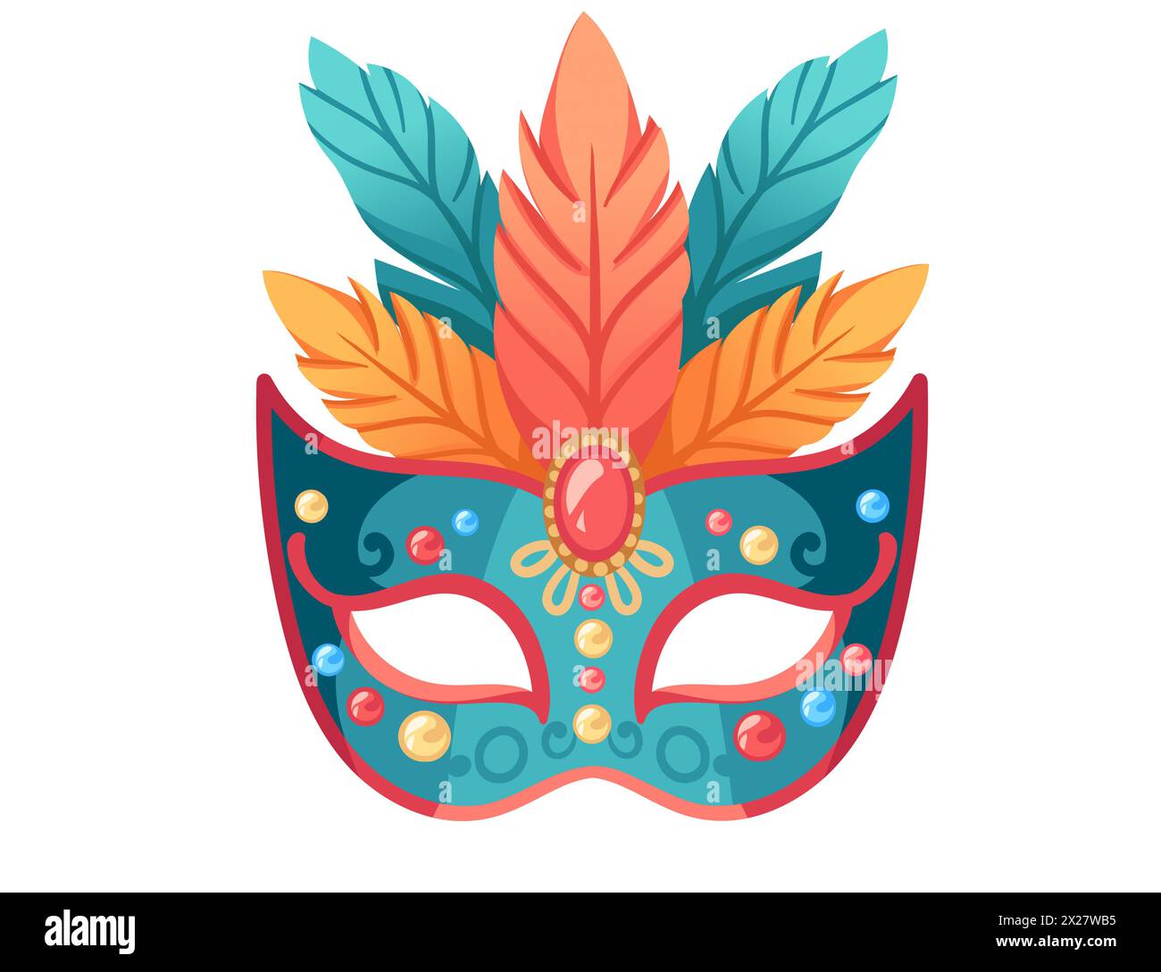 Colored carnival mask with decorative feathers vector illustration ...
