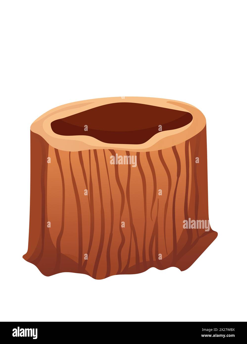 Brown tree hollow trunk vector illustration isolated on white ...