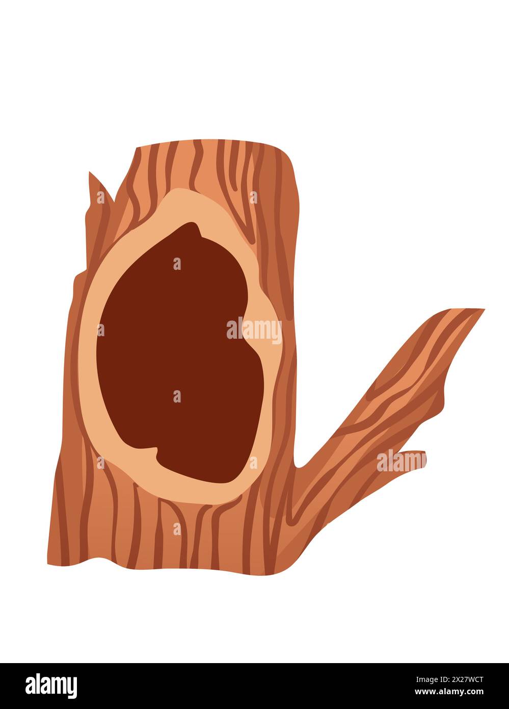 Brown tree hollow trunk vector illustration isolated on white ...