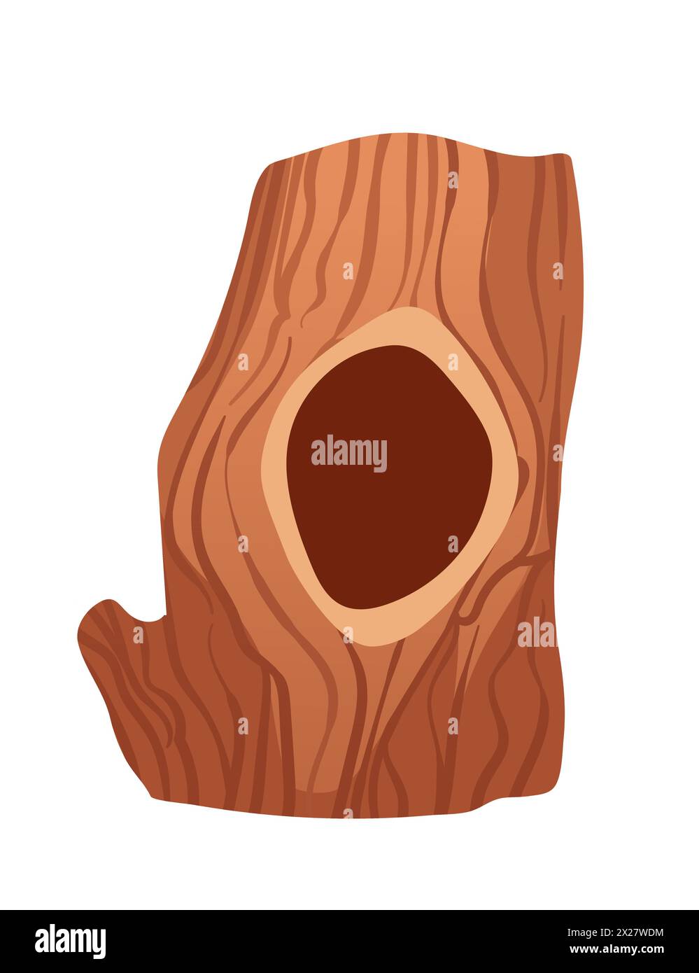 Brown tree hollow trunk vector illustration isolated on white ...