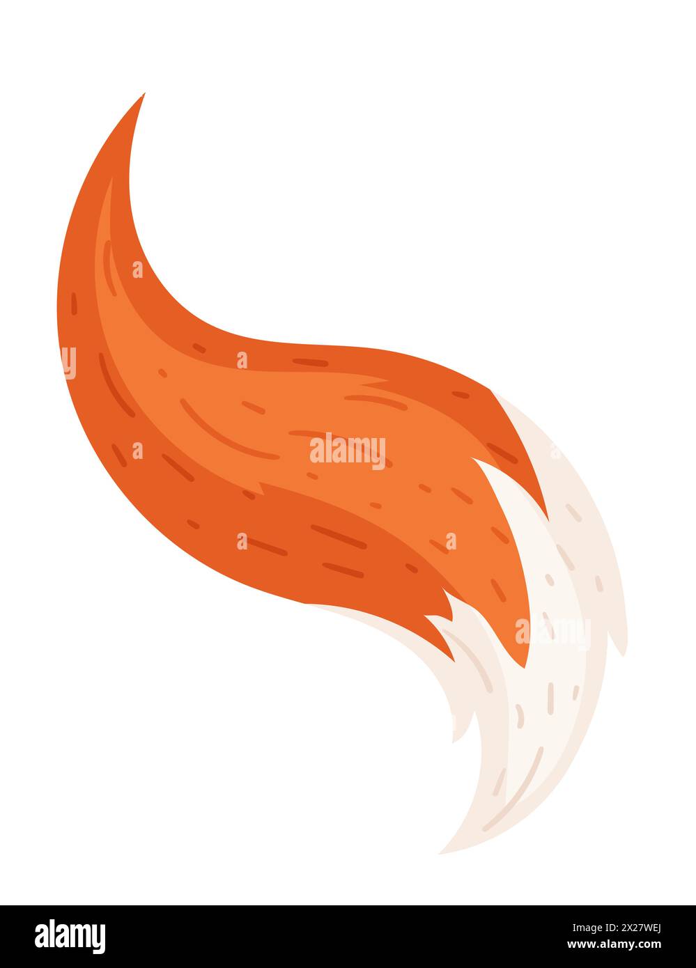 Decorative red fox tail cartoon animal tail design vector illustration ...