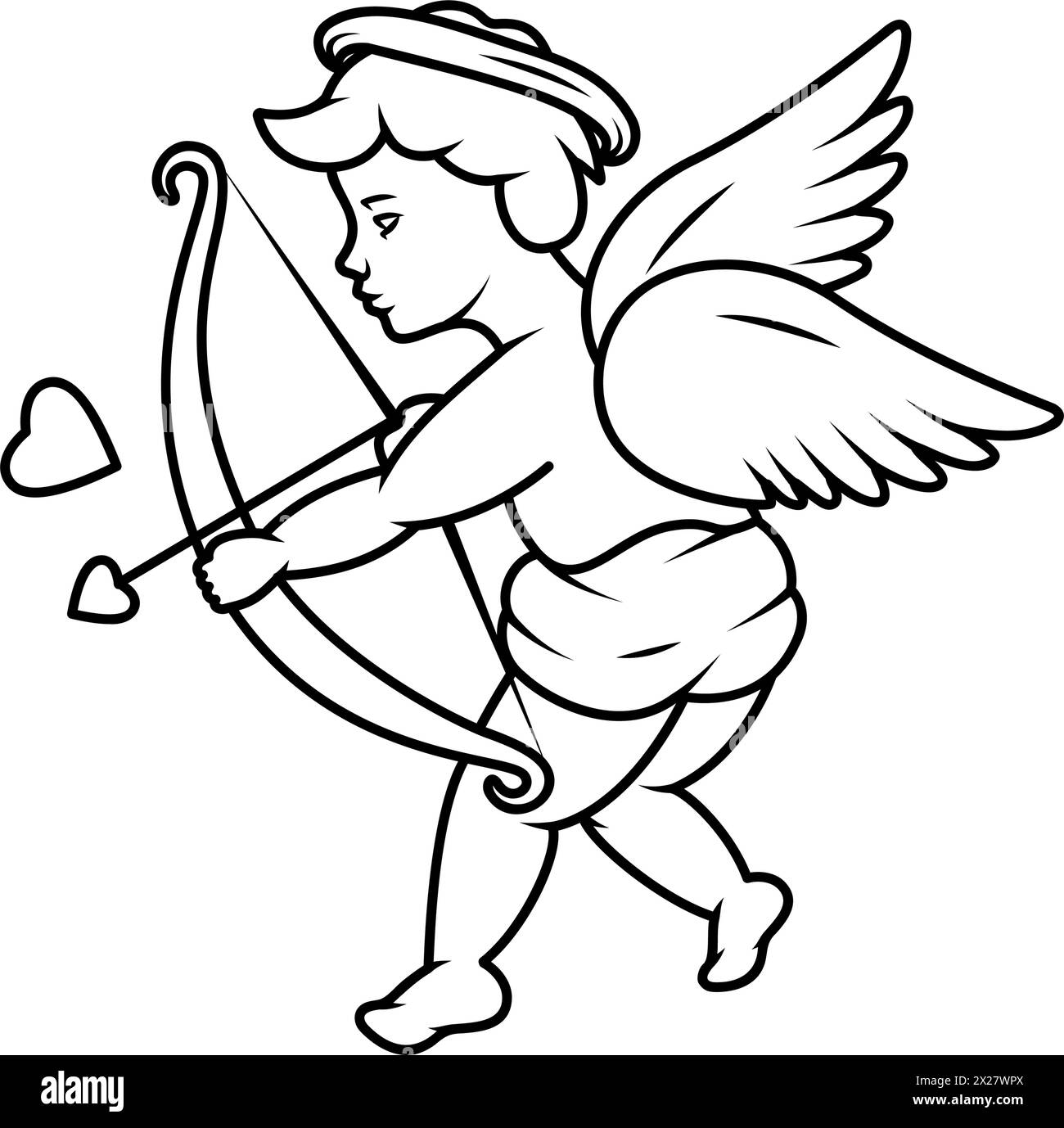 Cupid cherub with a bow and arrows. Angel with a wings. Valentine's day. Vector illustration ...