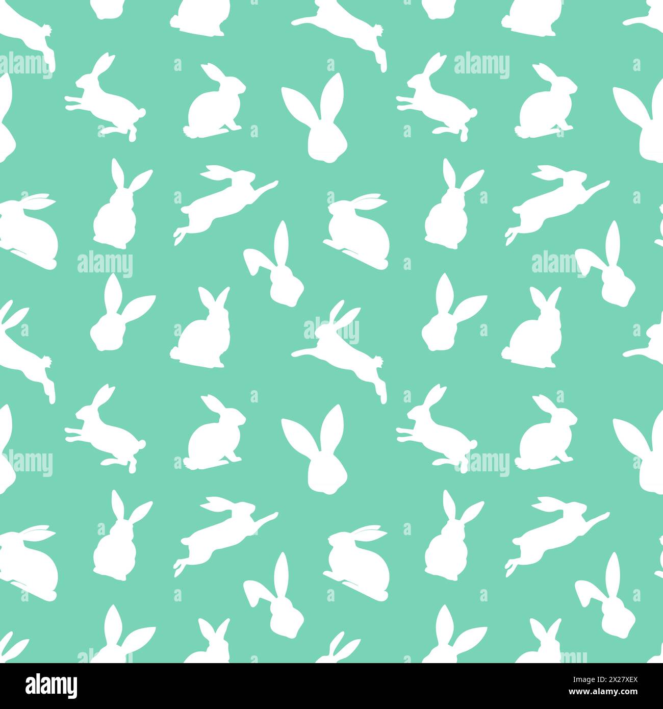 Easter seamless pattern of white rabbit silhouettes in different ...