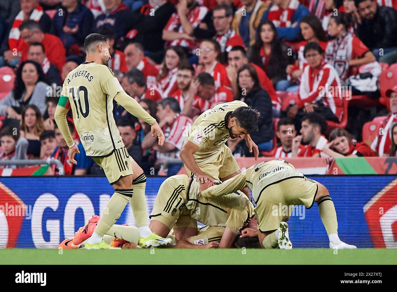 Gerard Gumbau of Granada CF celebrates after scoring his team's first ...