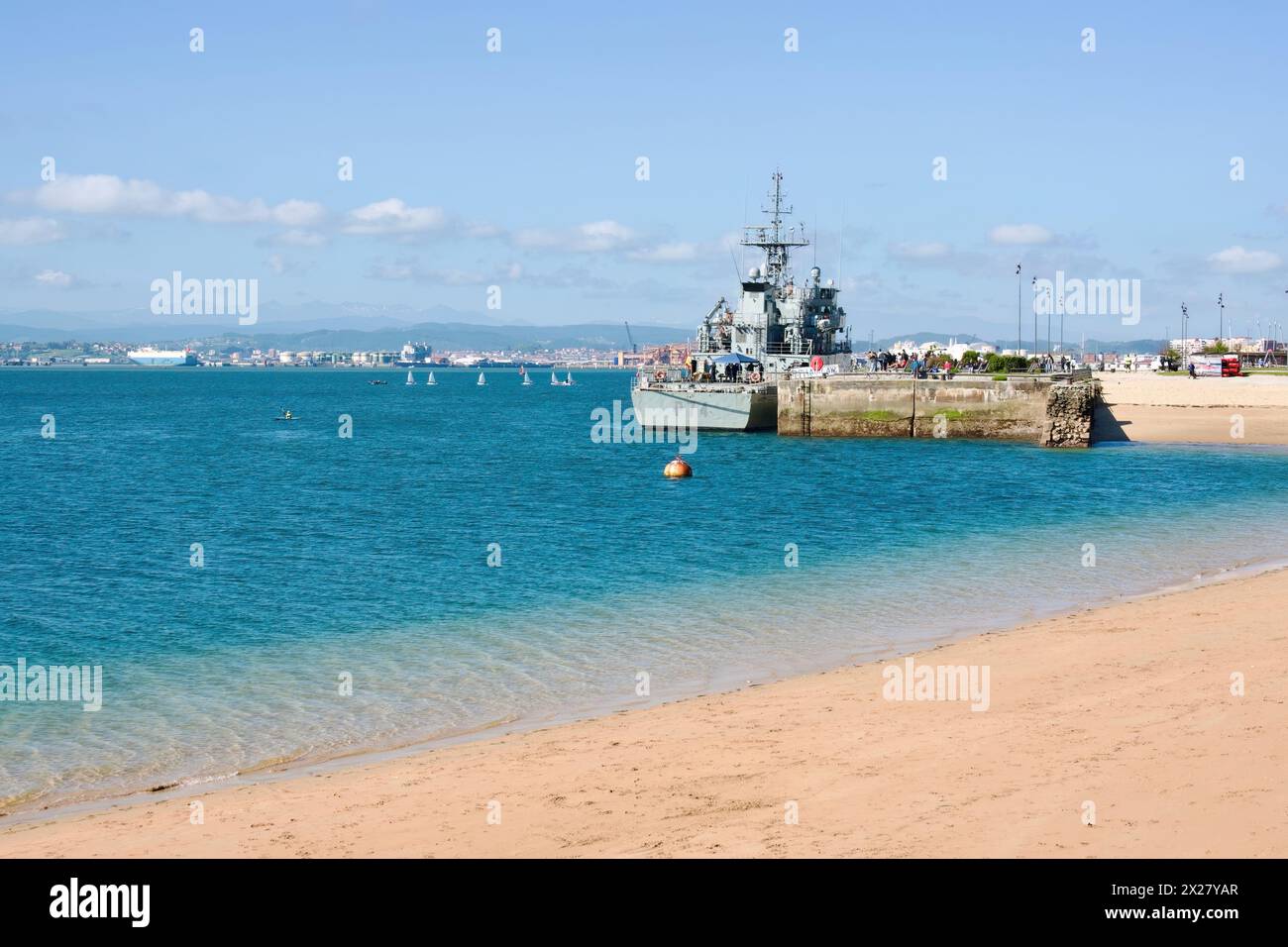 Spanish navy Serviola class patrol boat Atalaya P74 moored in the bay ...