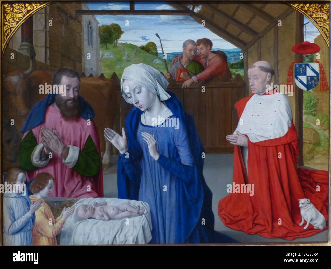 Nativity with donor portrait of Cardinal Rolin Jean Hey Stock Photo - Alamy