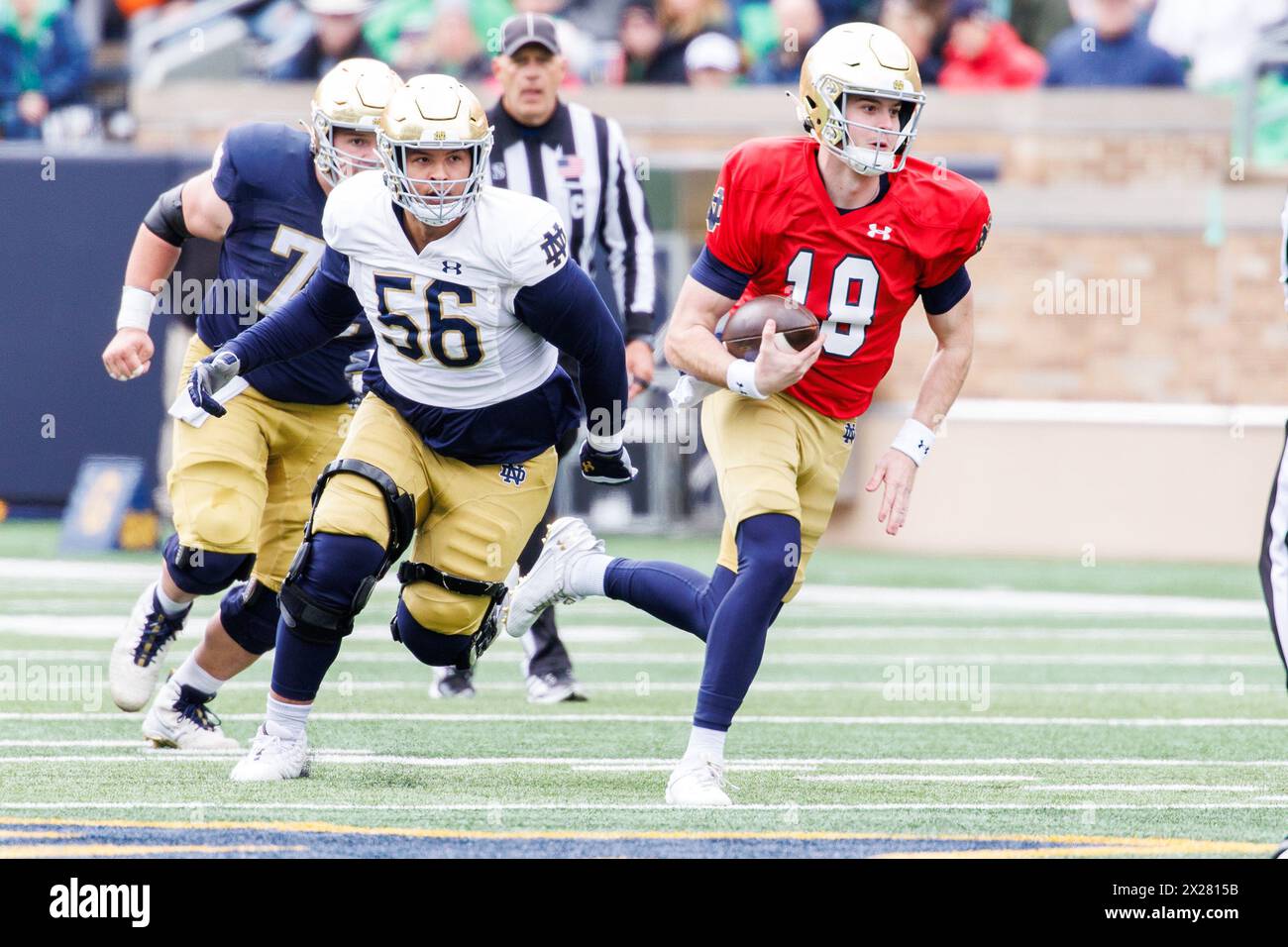 South Bend, Indiana, USA. 20th Apr, 2024. Notre Dame quarterback Steve ...