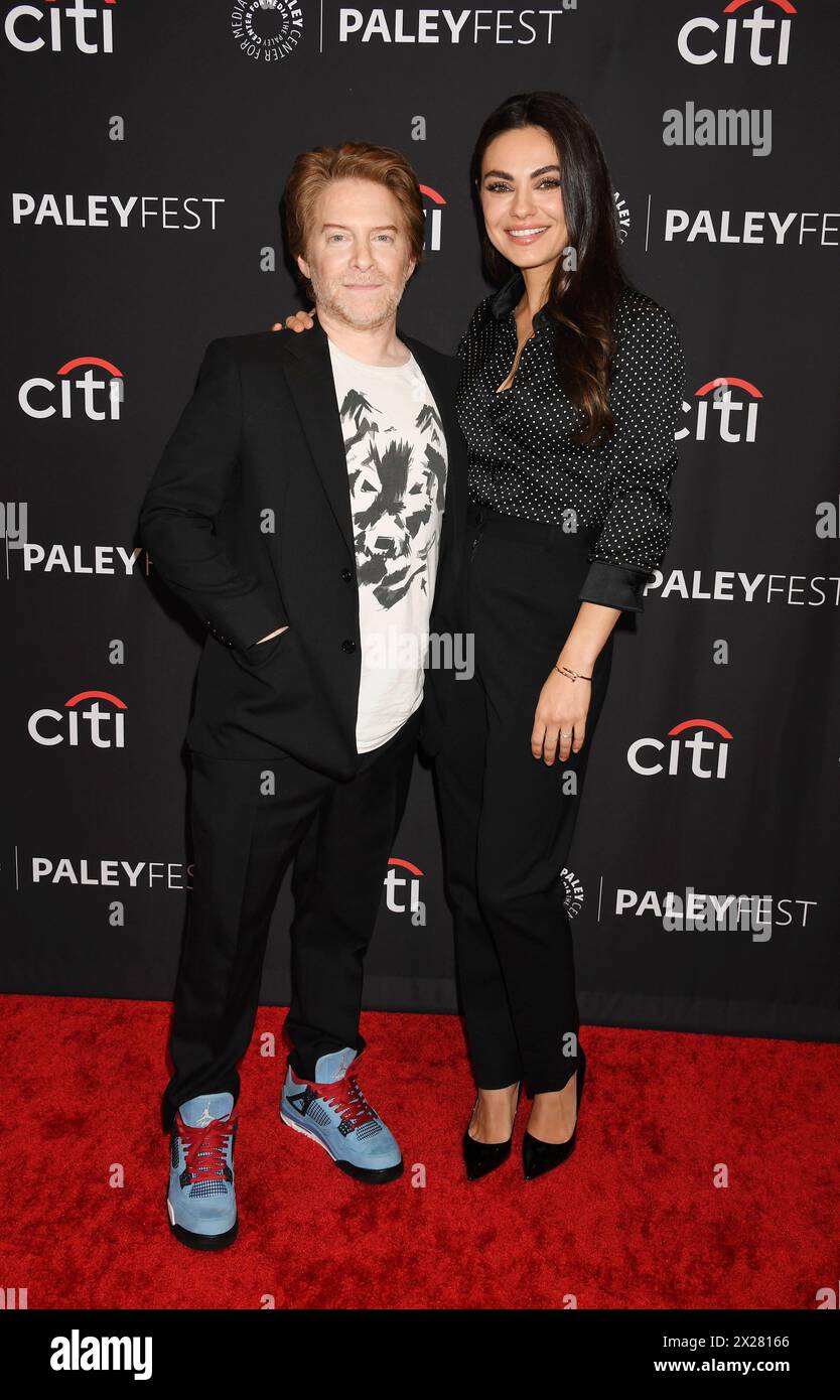 HOLLYWOOD, CALIFORNIA - APRIL 19: (L-R) Seth Green and Mila Kunis arrive at Paley Fest LA 2024 ...
