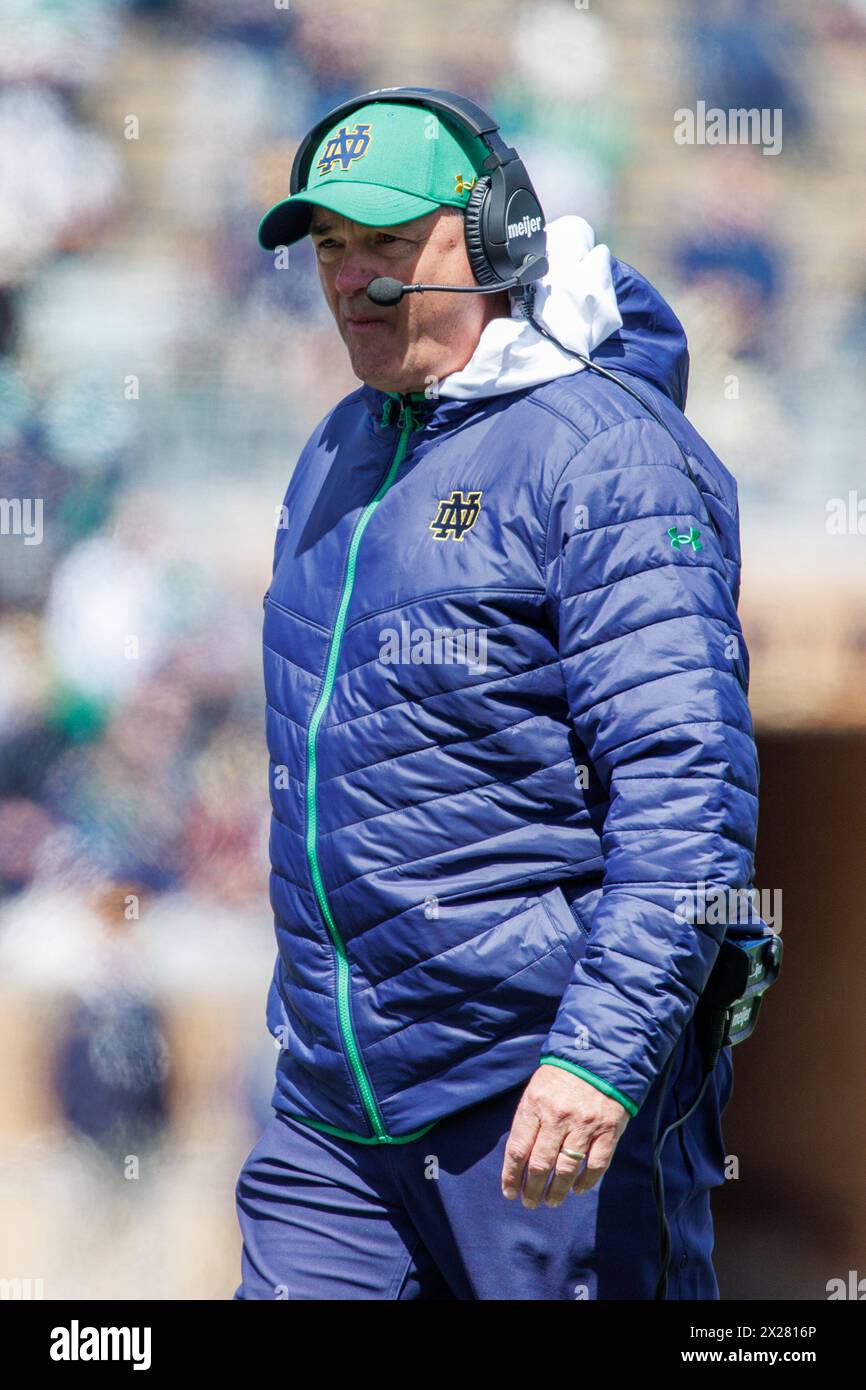 South Bend, Indiana, USA. 20th Apr, 2024. Notre Dame offensive ...