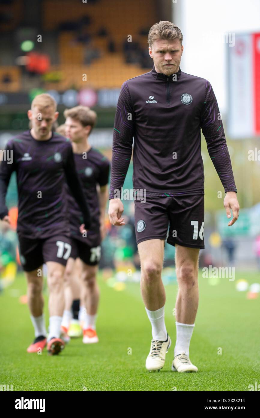 Rob Dickie of Bristol City is seen warming up before the Sky Bet ...