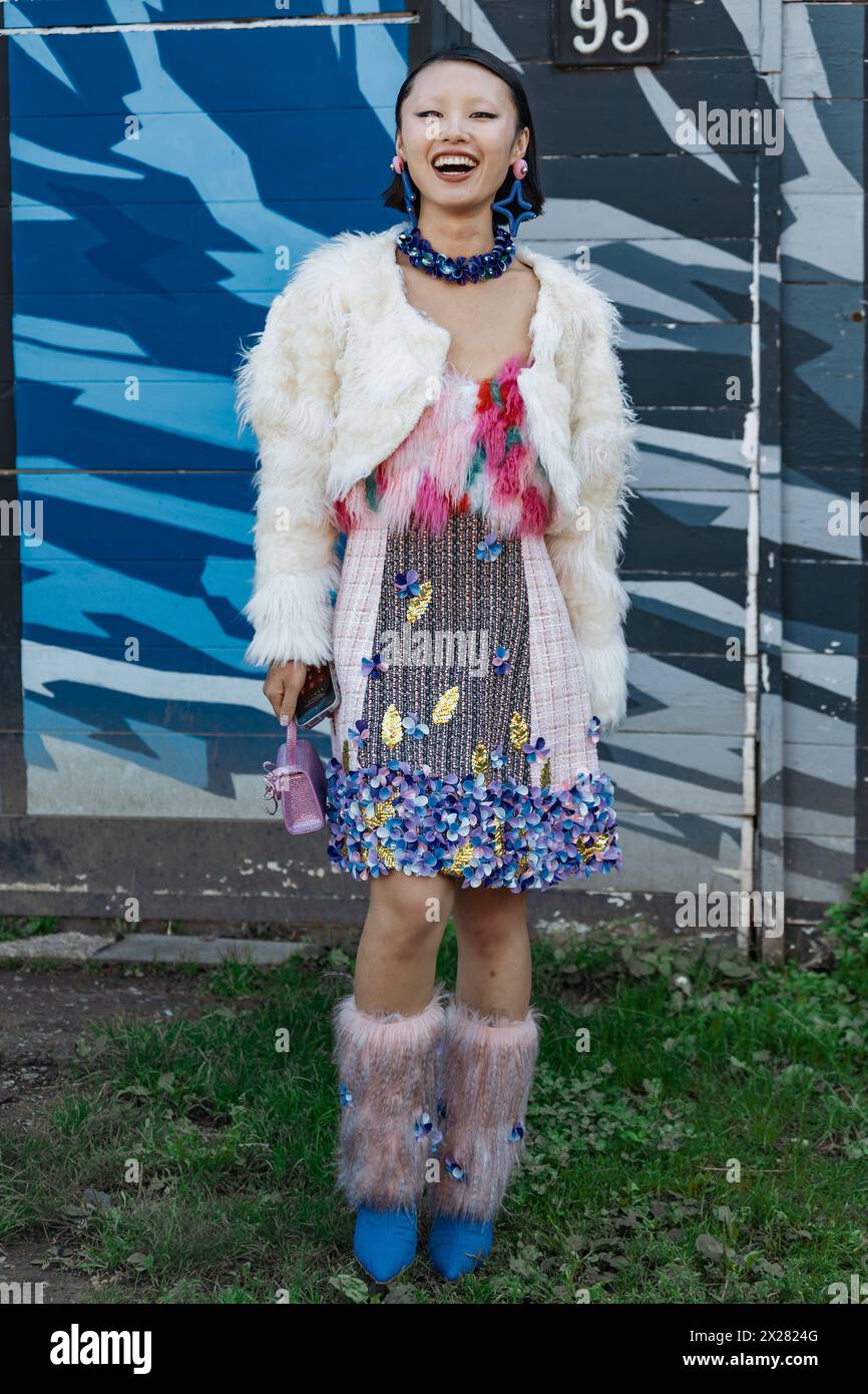 Lin Lin wears all Shuting Qiu, outside Shuting Qiu show during Milan ...