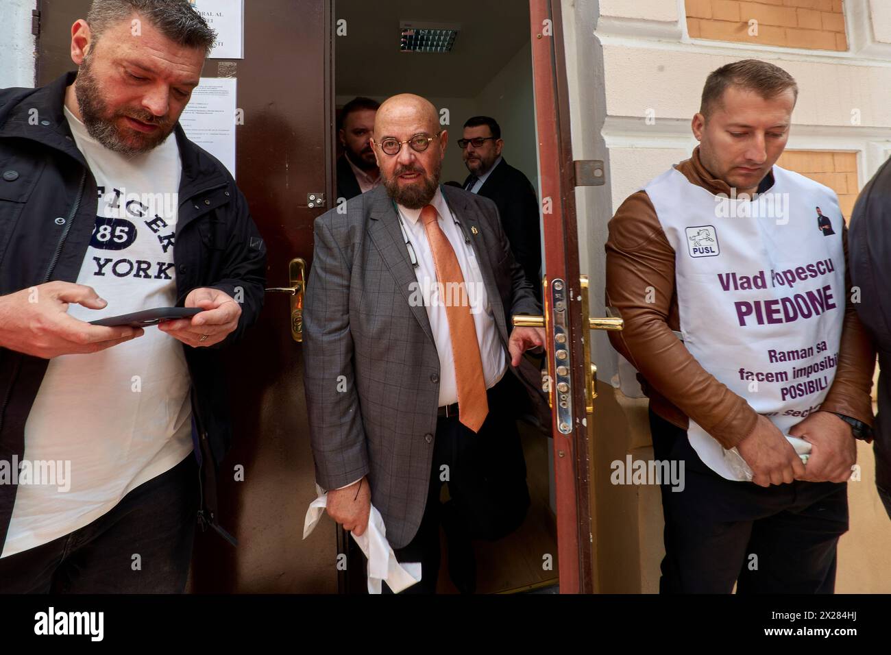 Bucharest, Romania. 19th Apr, 2024: Cristian Popescu Piedone (C), the ...