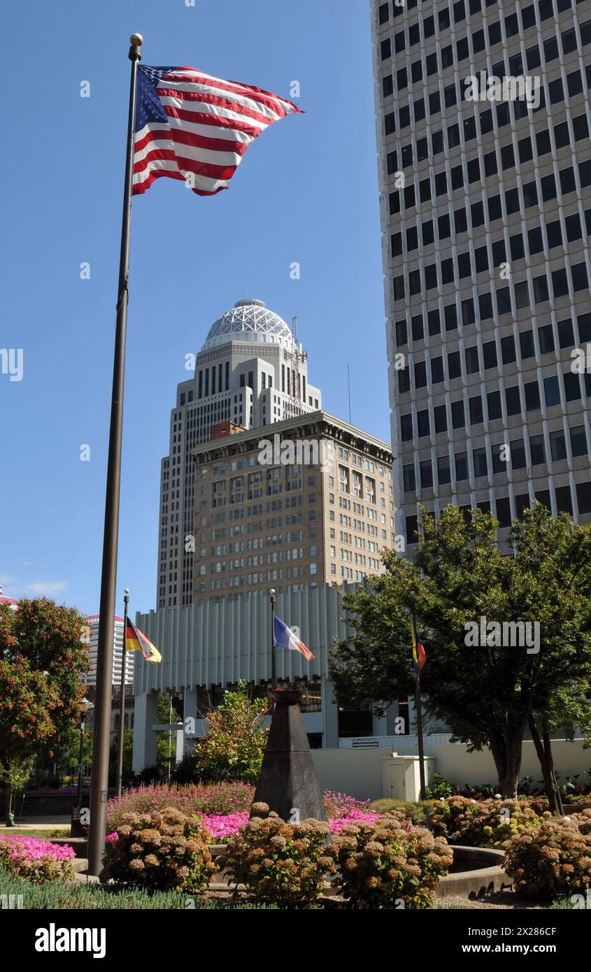 Jefferson Square Park in downtown Louisville, Kentucky is surrounded by ...