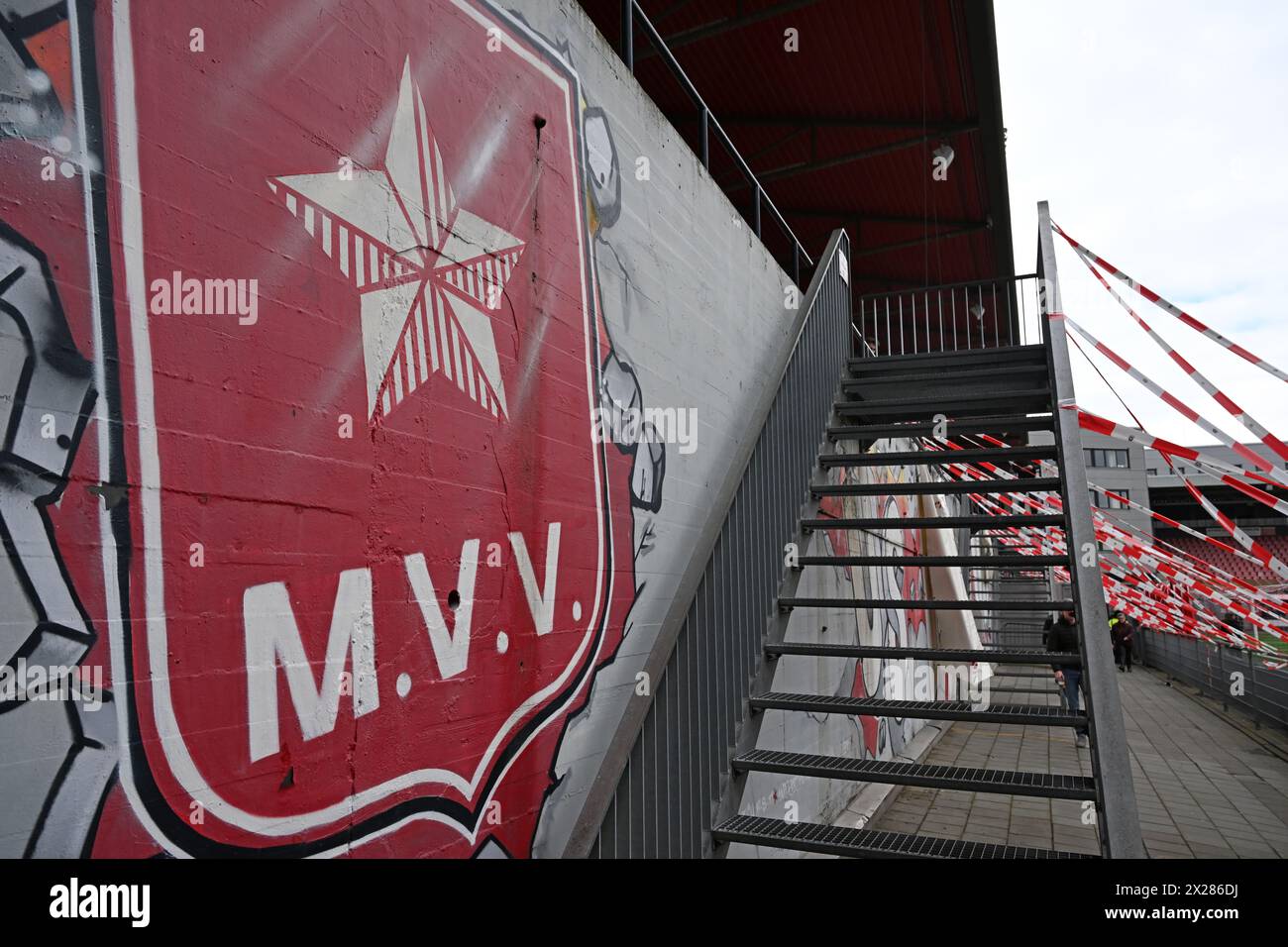 MAASTRICHT - MVV logo and decorations in club colors in De Geusselt ...