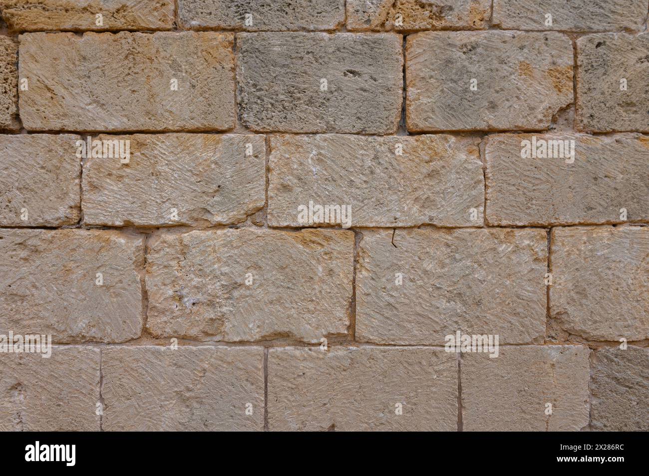 Ancient, maybe Roman period, stone wall of a building near amphitheater ...