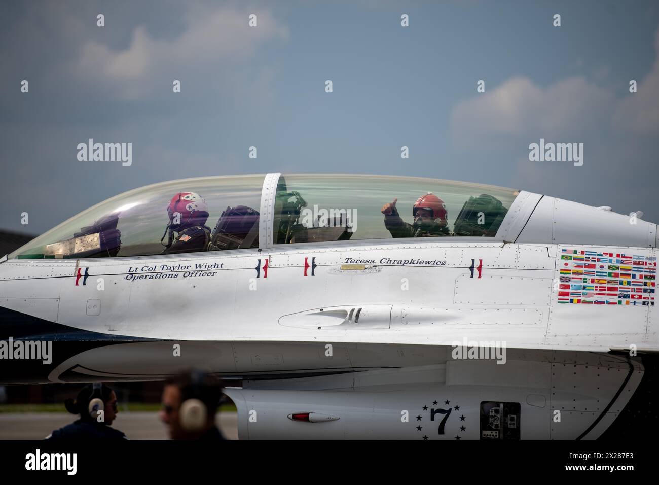 Teresa Chrapkiewicz, Thunderbirds’ Hometown Hero, gives a thumbs up ...